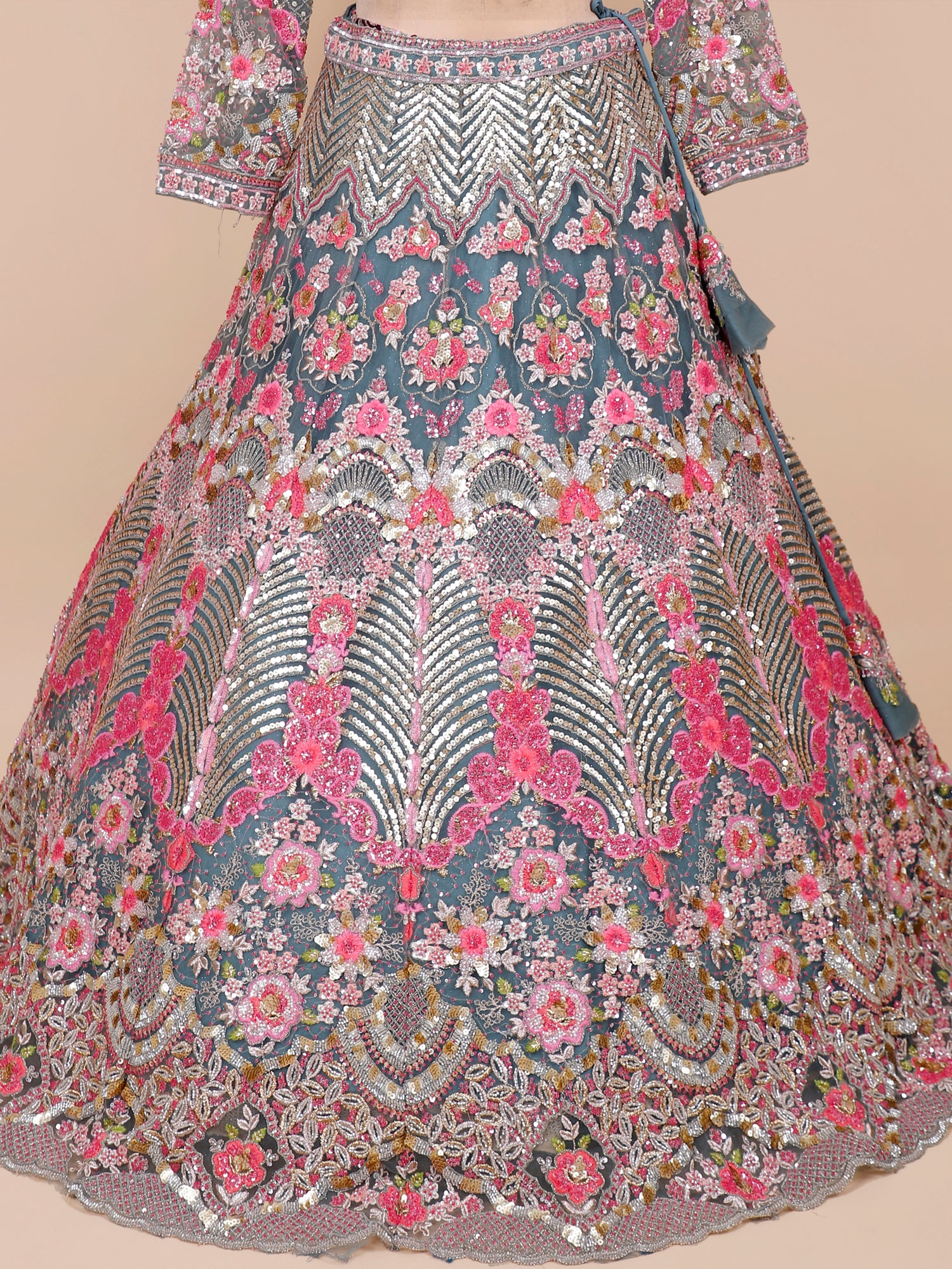 Vibrant Multi Jarkan Beads Lehenga