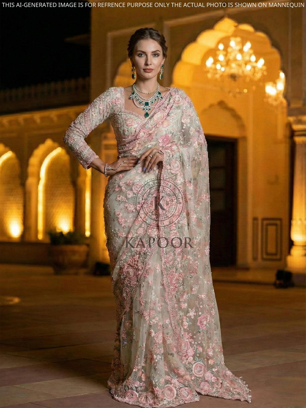Elegant Jarkan Saree for Wedding | Designer Festive Saree