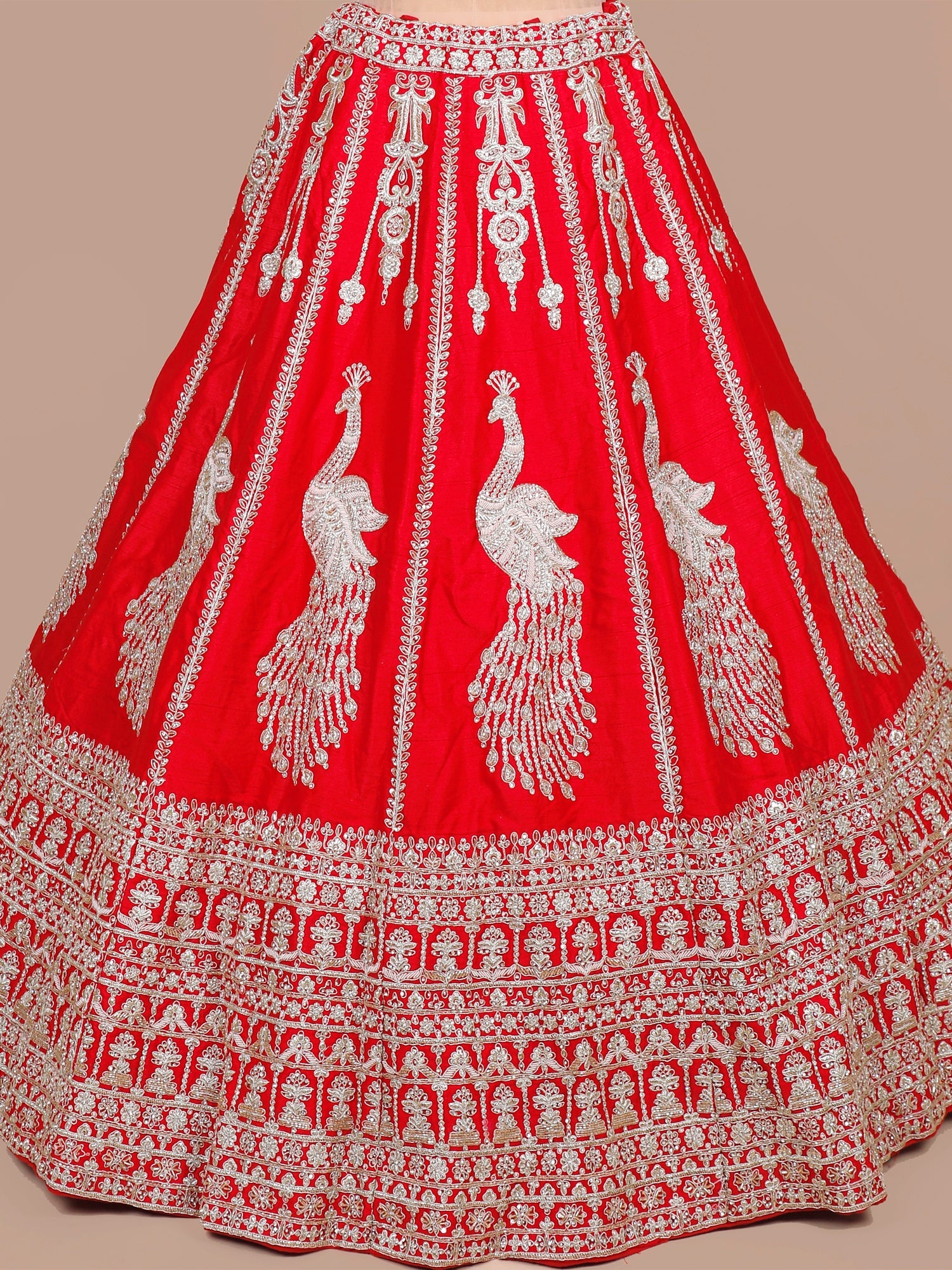 Crimson Aura Jarkan Embroidered Silk Lehenga